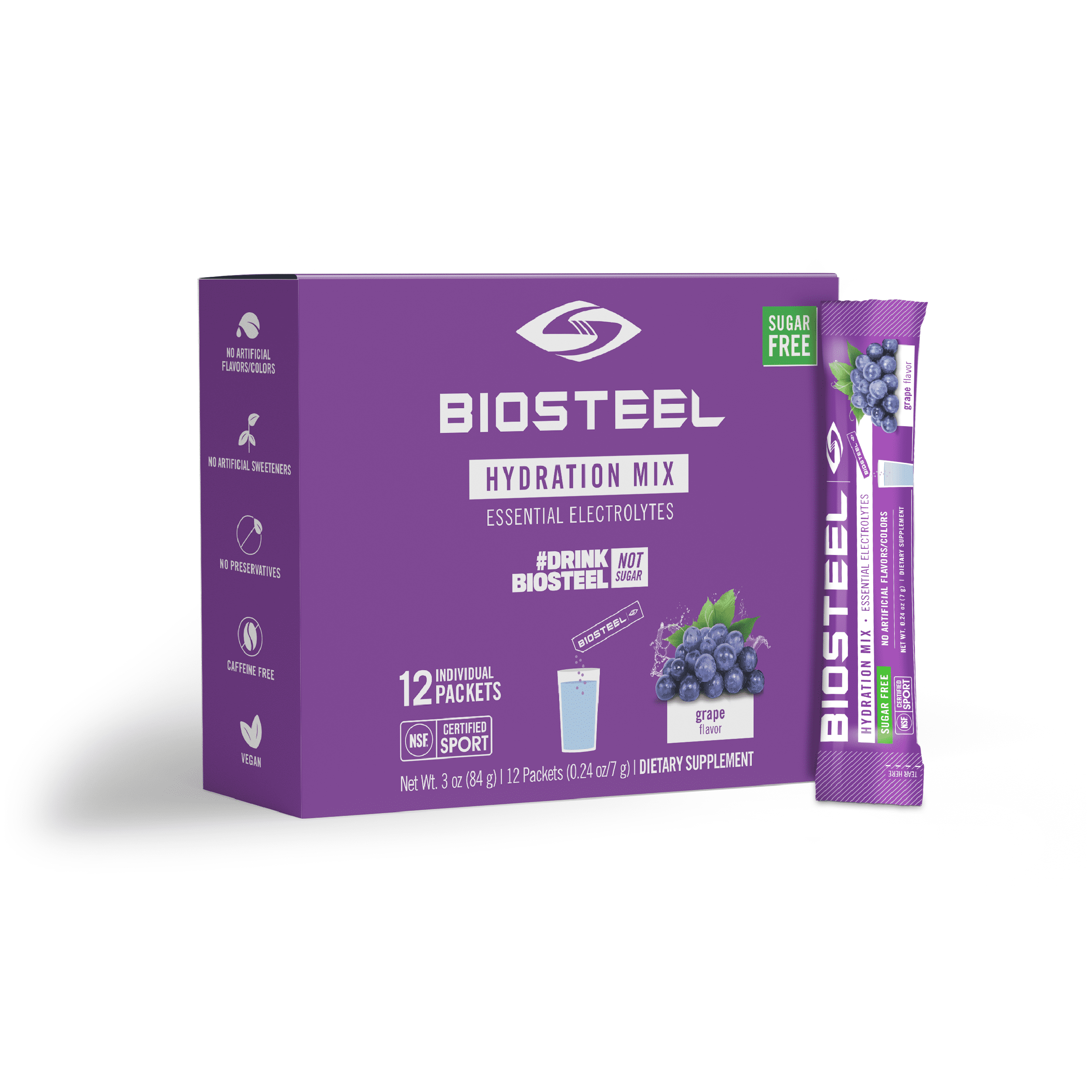 BioSteel Hydration Mix, Sugar-Free with Essential Electrolytes, Grape ...