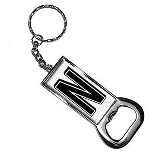 Letter N Initial Sprinkles Black White Keychain Key Chain Ring Bottle ...