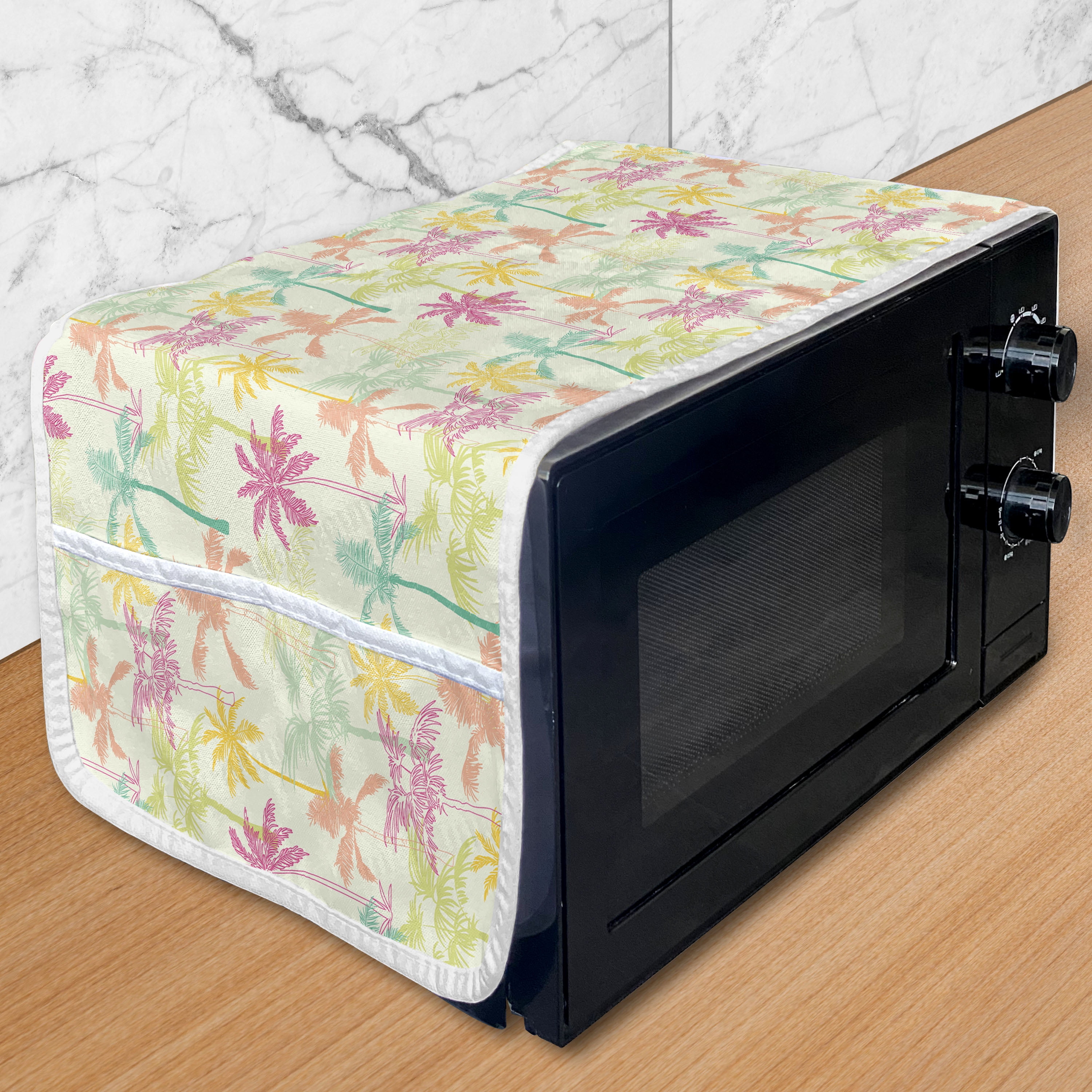 Palm Tree Microwave Oven Cover, California Beach Inspiration with Hand ...
