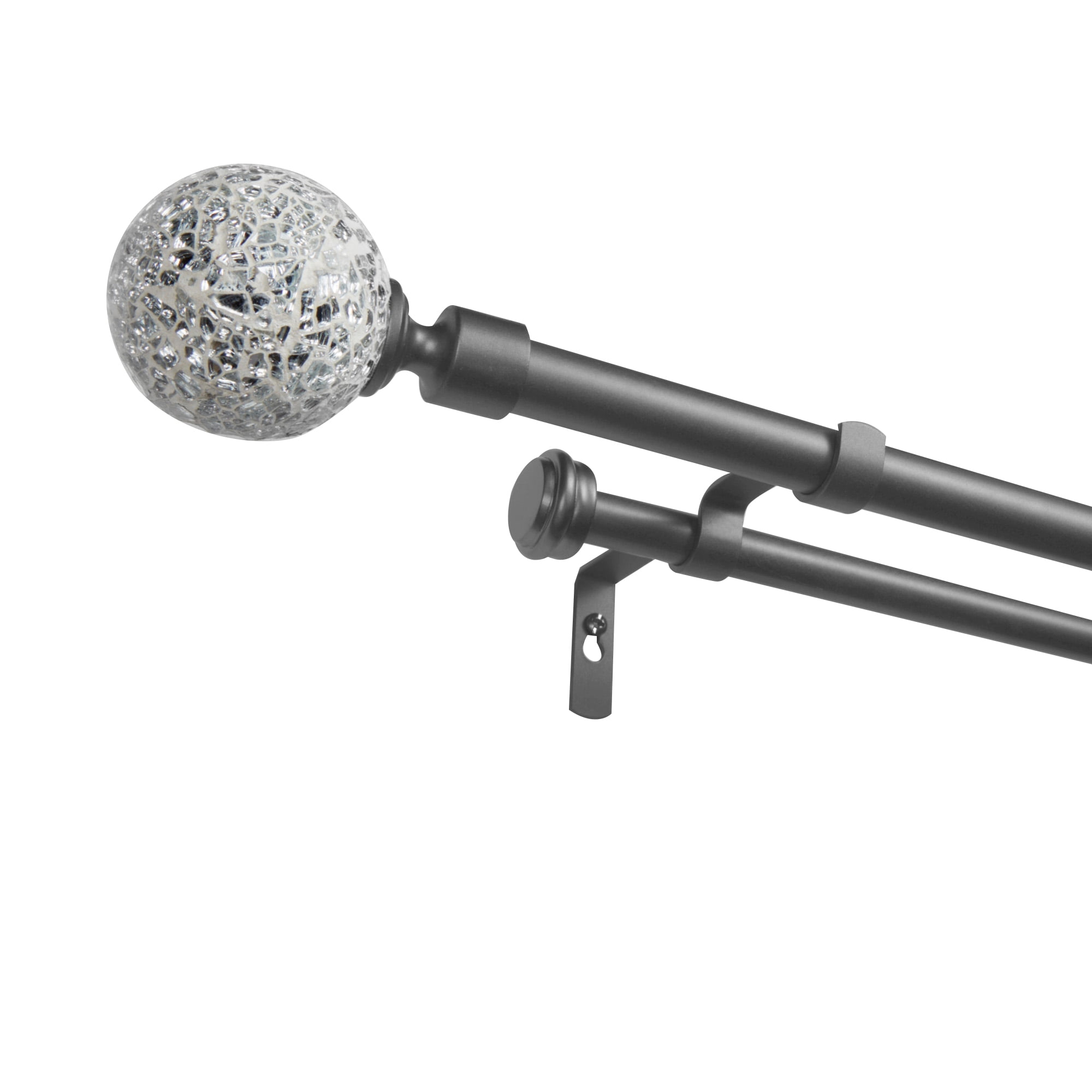 Exclusive Home White Mosaic Double Curtain Rod and Finial Set, Matte ...