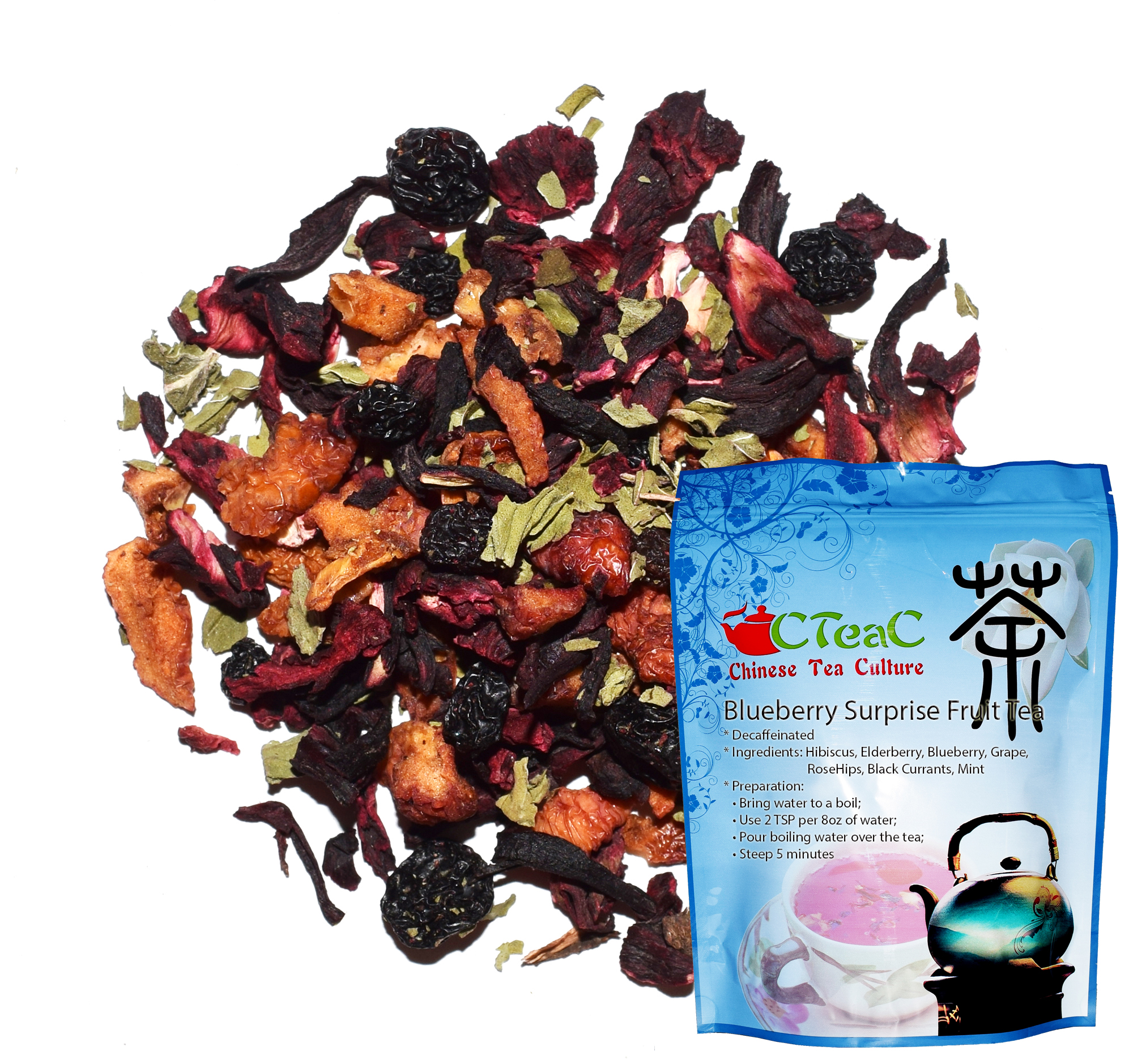 Chinese Tea Culture Blueberry Fruit Tea, decaffeinated, pulled from ...