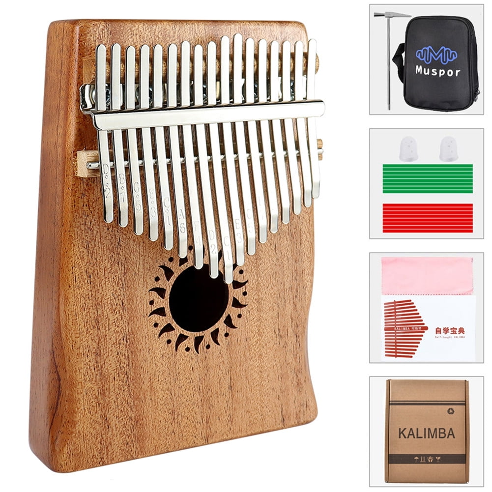 17-Keys Mahogany Kalimba thumb piano African Wood Finger Thumb Piano ...