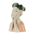 DecMode 10" x 17" Bust Beige Resin Woman Planter with Succulent Crown ...