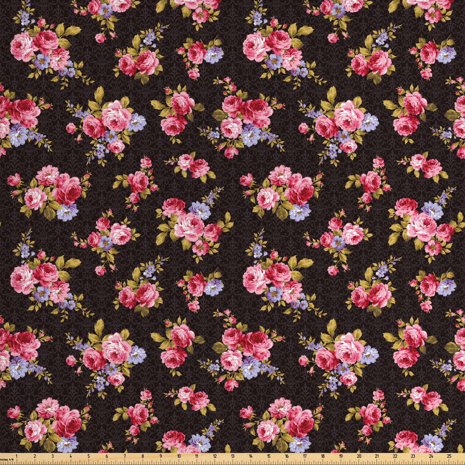 Rose Fabric by The Yard, Pattern with Old Fashioned Corsage and ... Rose Fabric by The Yard, Pattern with Old Fashioned Corsage and ...