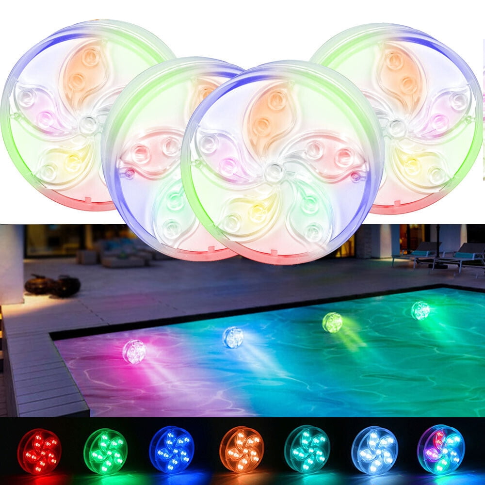 4Pcs Swimming Pool Light with Remote Wireless LED Lights for Bath Tub ...