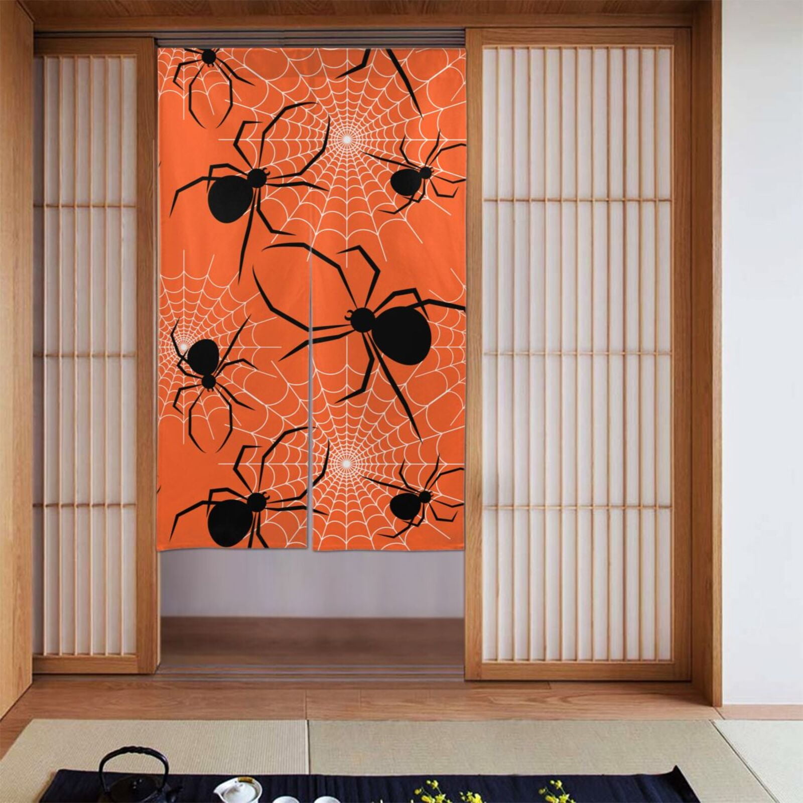 DouZhe Doorway Drape Split Curtains, Cartoon Spiderweb Spiders Room ...
