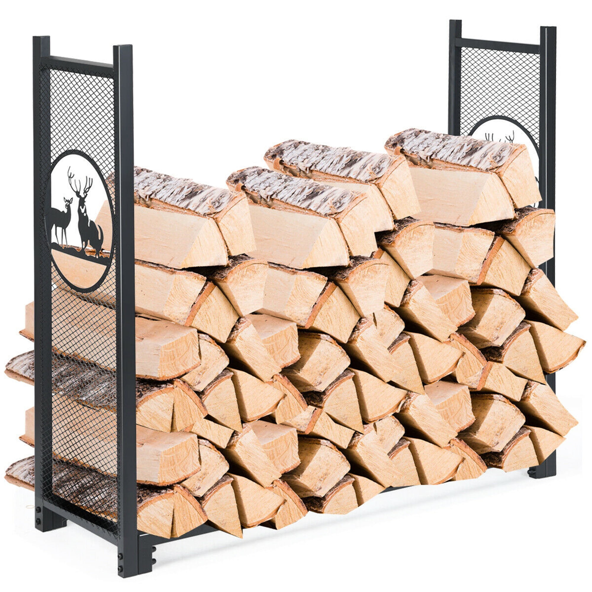 Gymax 4ft Firewood Log Heavy Rack Duty Log Storage Holder for Fireplace ...
