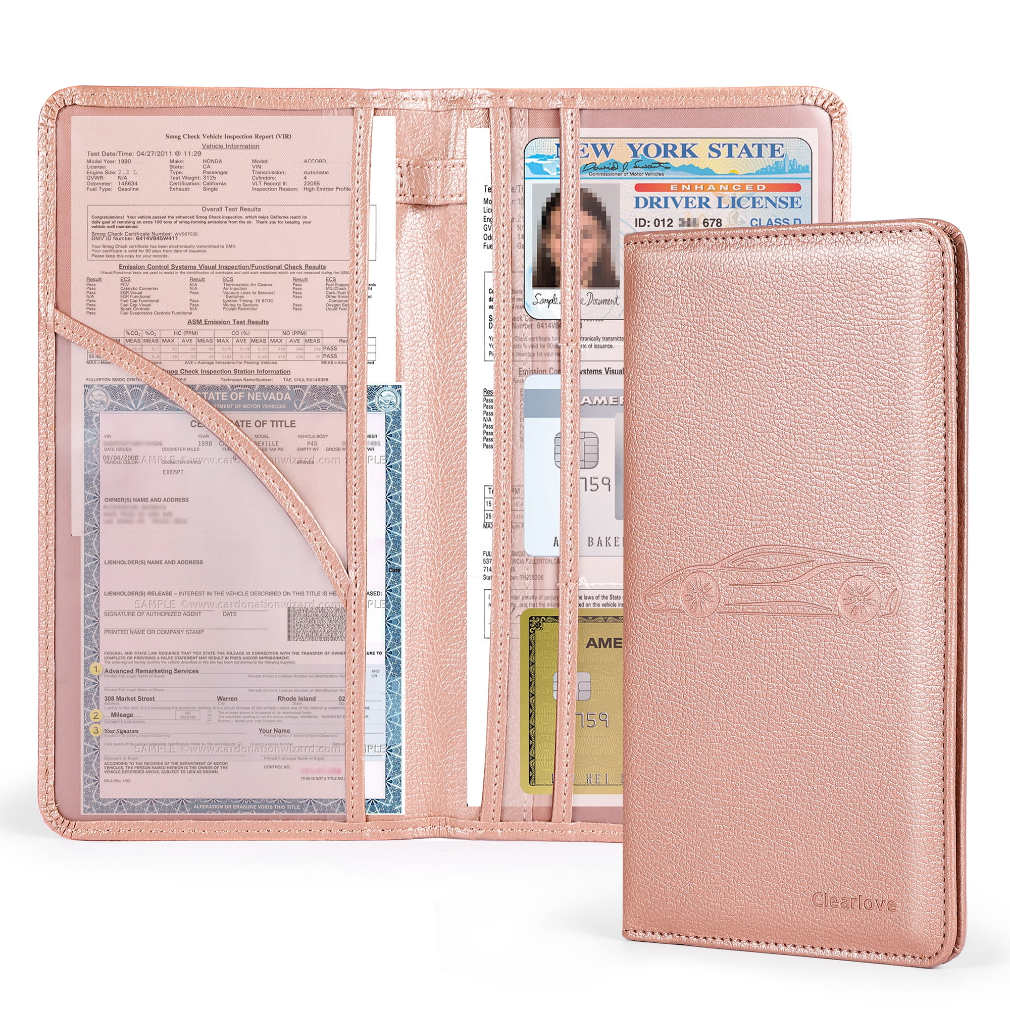 Juiluna Leather Car Registration and Insurance Card Holder,Auto Truck ...