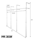 PIPE DECOR 115" Galvanized Steel Wall- and Floor-Mounted Modular Pipe ...