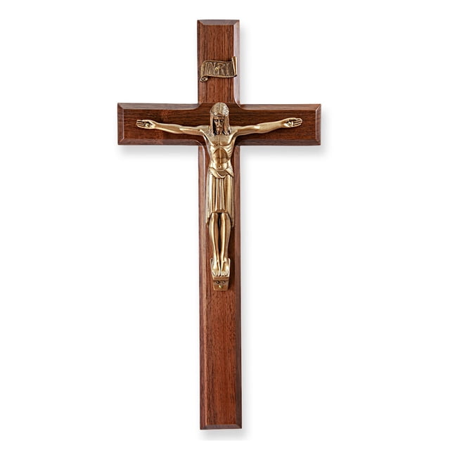 Large Catholic Genuine Walnut Wall Crucifix, 12", for Home, Office ...