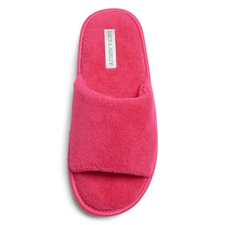 Laura Ashley Ladies Open Toe Plush Terry Slipper | Walmart Canada