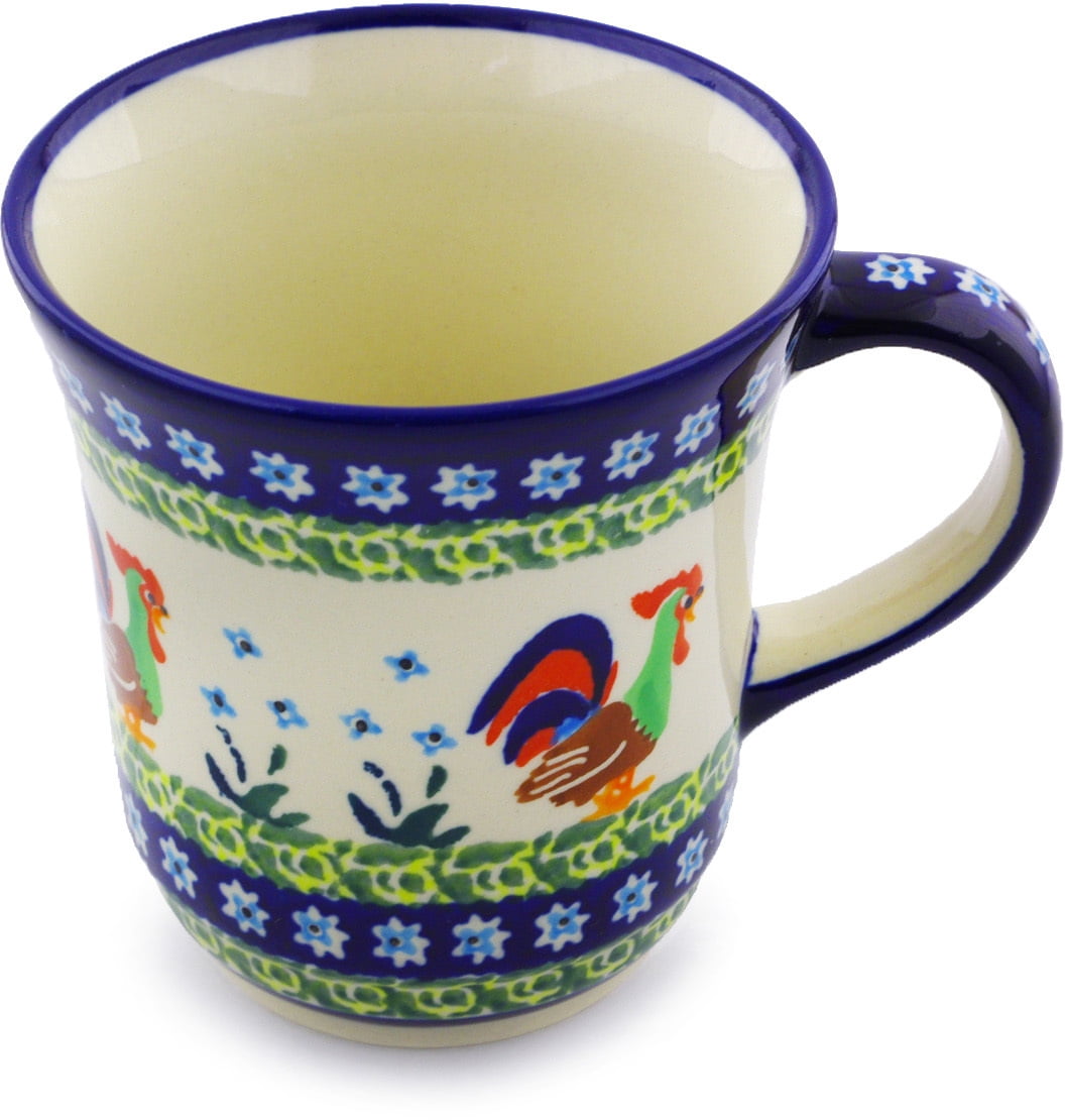 Polish Pottery 9 oz Mug (Country Rooster Theme) Signature UNIKAT Hand ...
