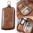 YIEMEEN Practical PU Key Organizer With Hooks Zippers Closure Card ...