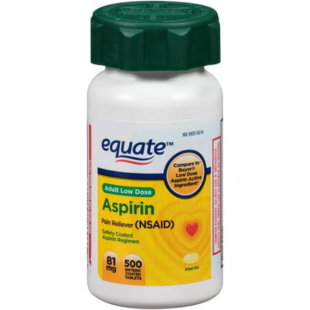 Equate Adult Low Dose Aspirin Pain Reliever (NSAID) Enteric Coated ...