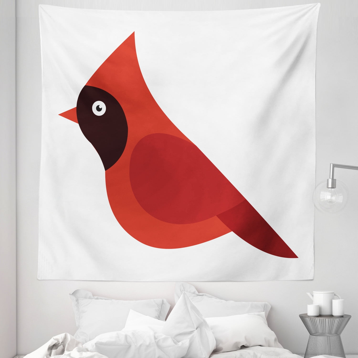 Cardinal Tapestry, Simple Bird Drawing Flying Animal Northern Winter ...