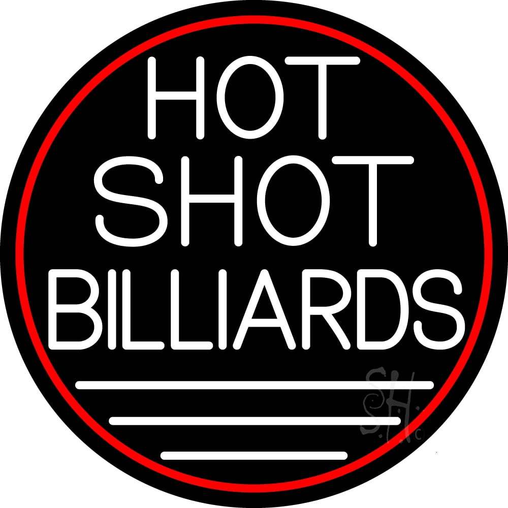 Hot Shot Billiards 5 LED Neon Sign 18 x 18 - inches, Black Square Cut ...