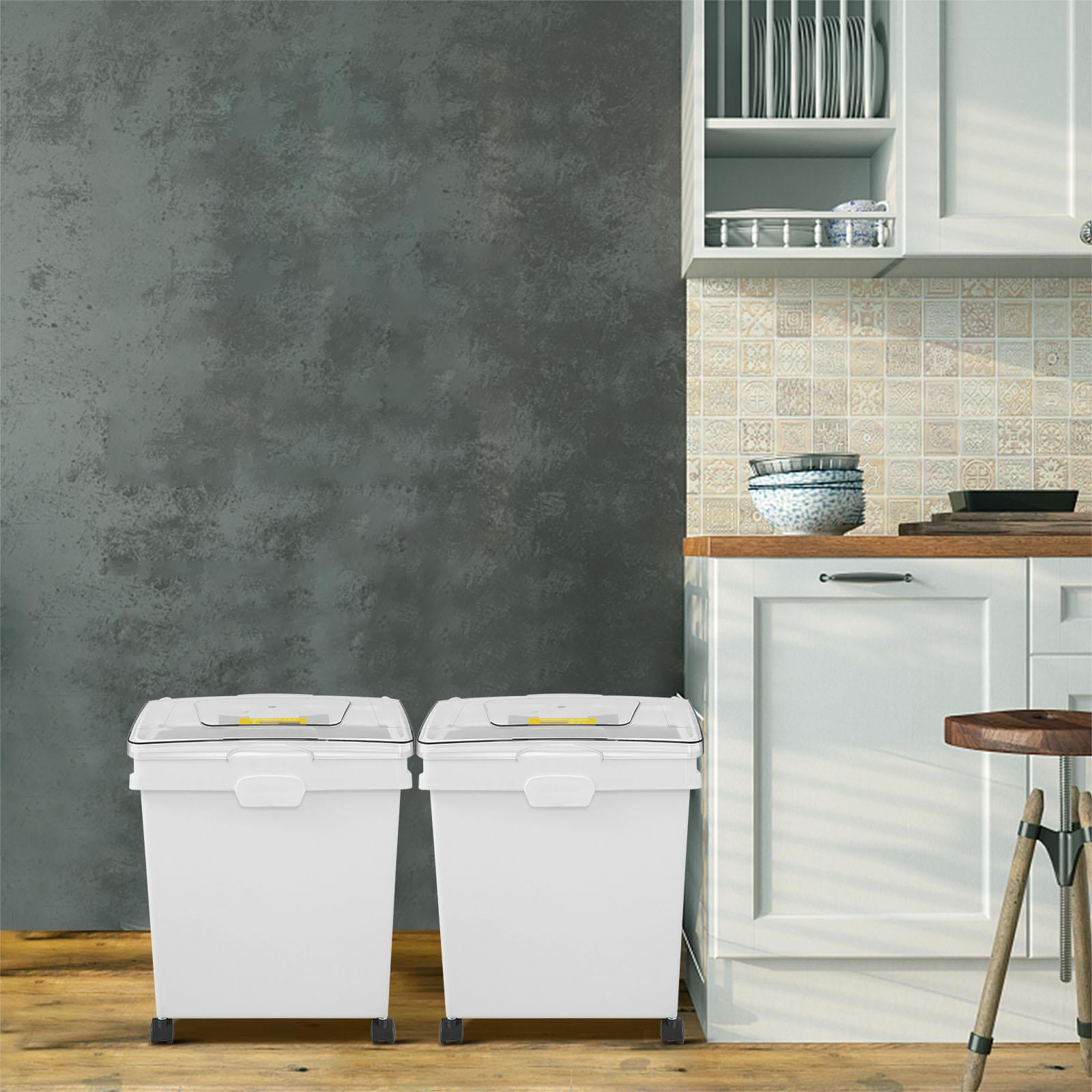 BENTISM Ingredient Storage Bin, Flour Bins On Wheels, 10.5 Gallons ...