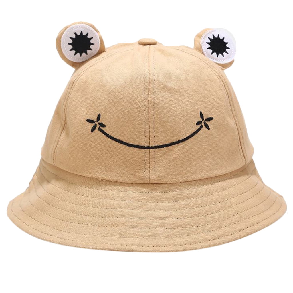 HLGDYJ Kids Cute Cartoon Frog Animal Bucket Hat Solid Color Wide Brim ...
