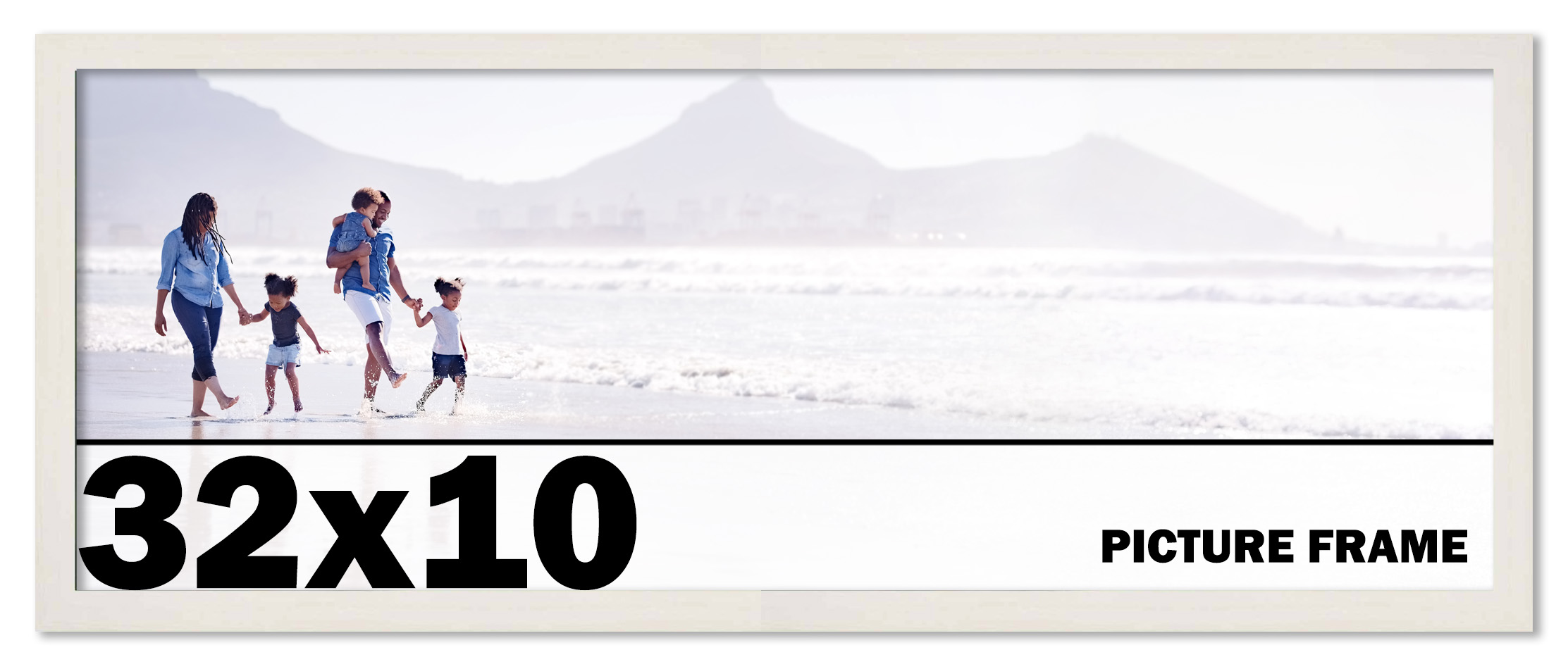 32x10 Frame White Wash Picture Frame - Complete Modern Photo Frame ...