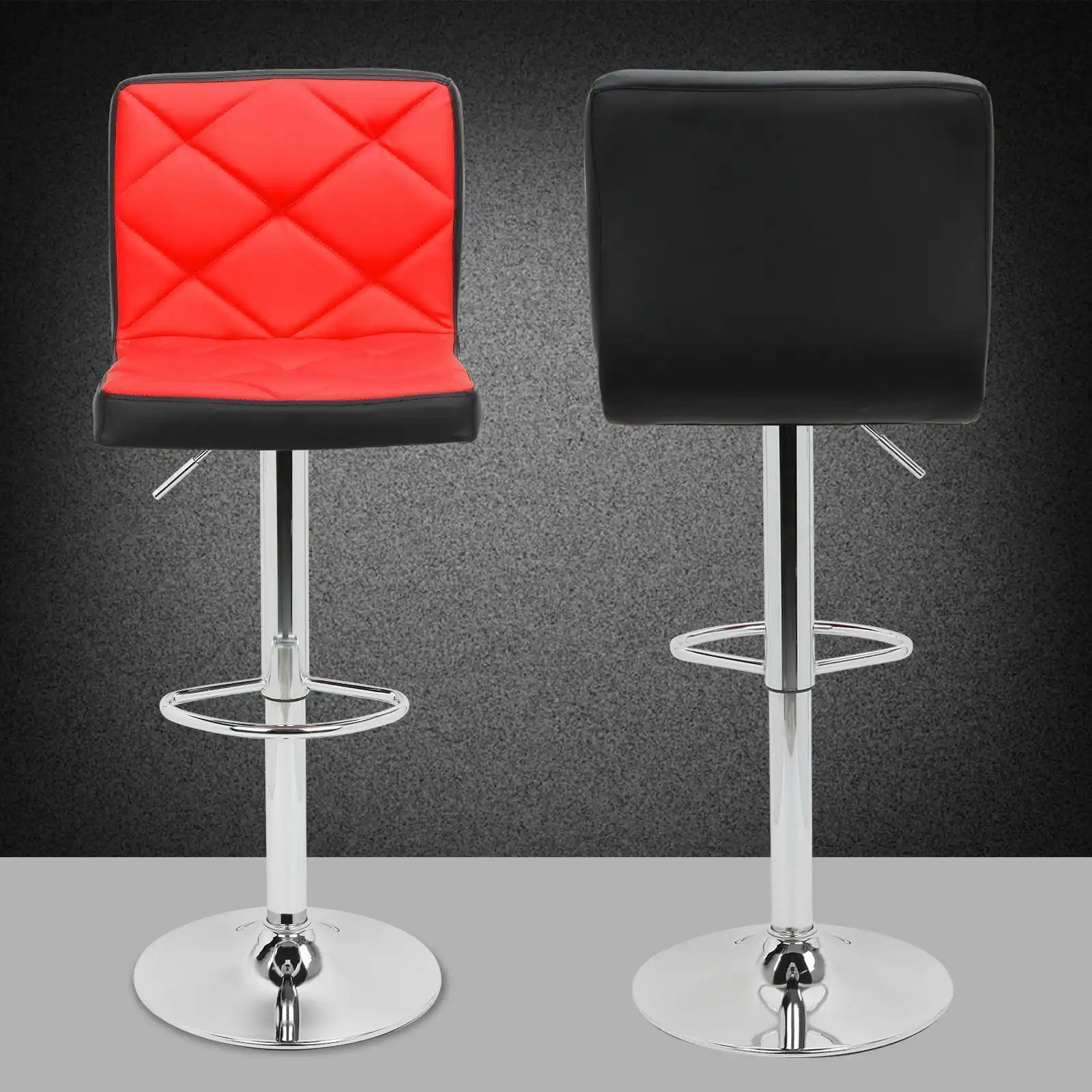 Magshion Set of 2 Adjustable Swivel Barstools, Modern Faux Leather ...