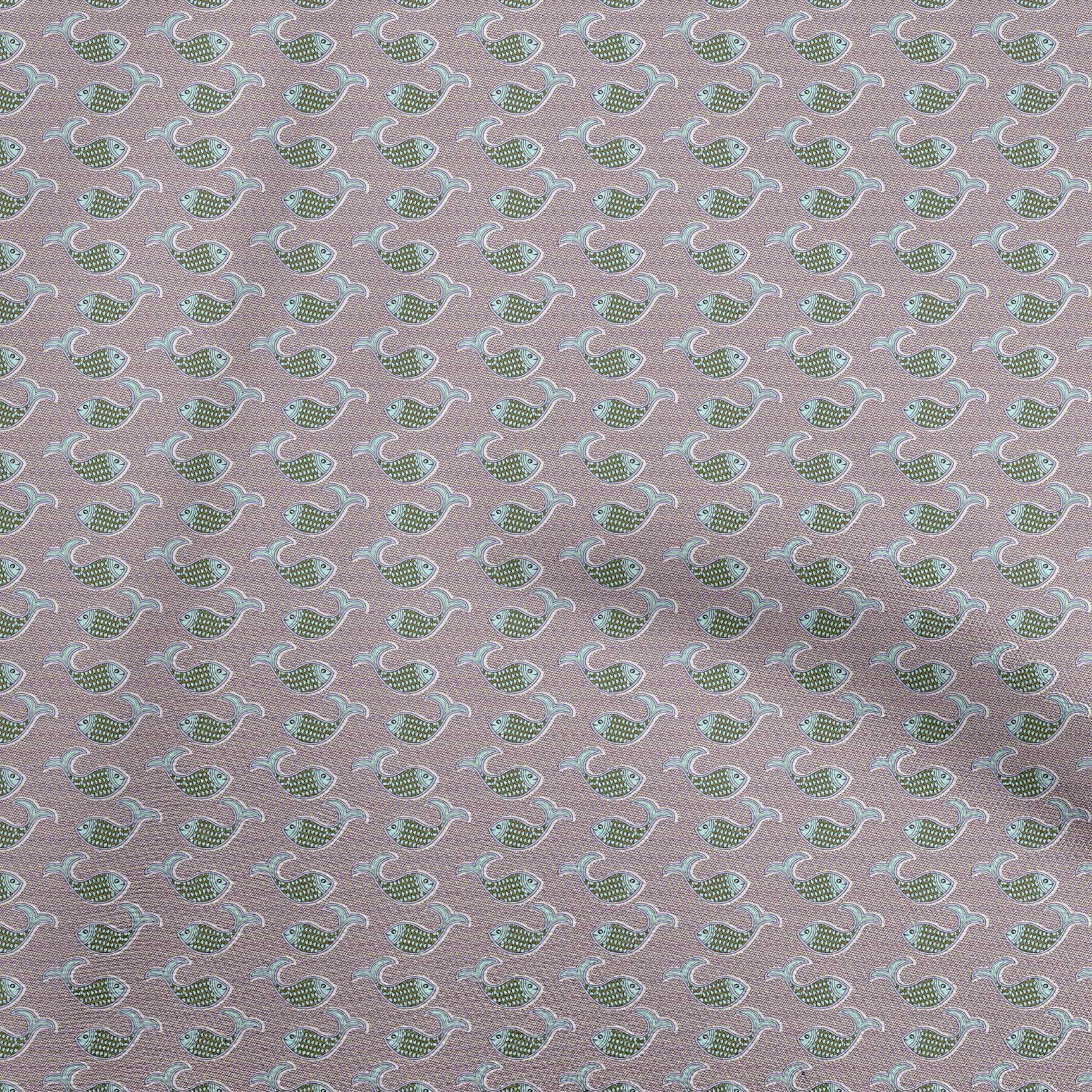 oneOone Georgette Viscose Pink Fabric Kalamkari Fish Diy Clothing ...