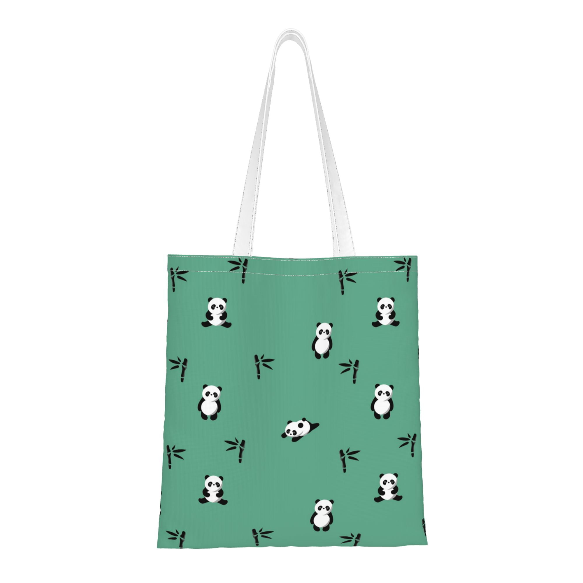 DouZhe Reusable Grocery Bags, Cute Pandas Green Lightweight Polyester ...