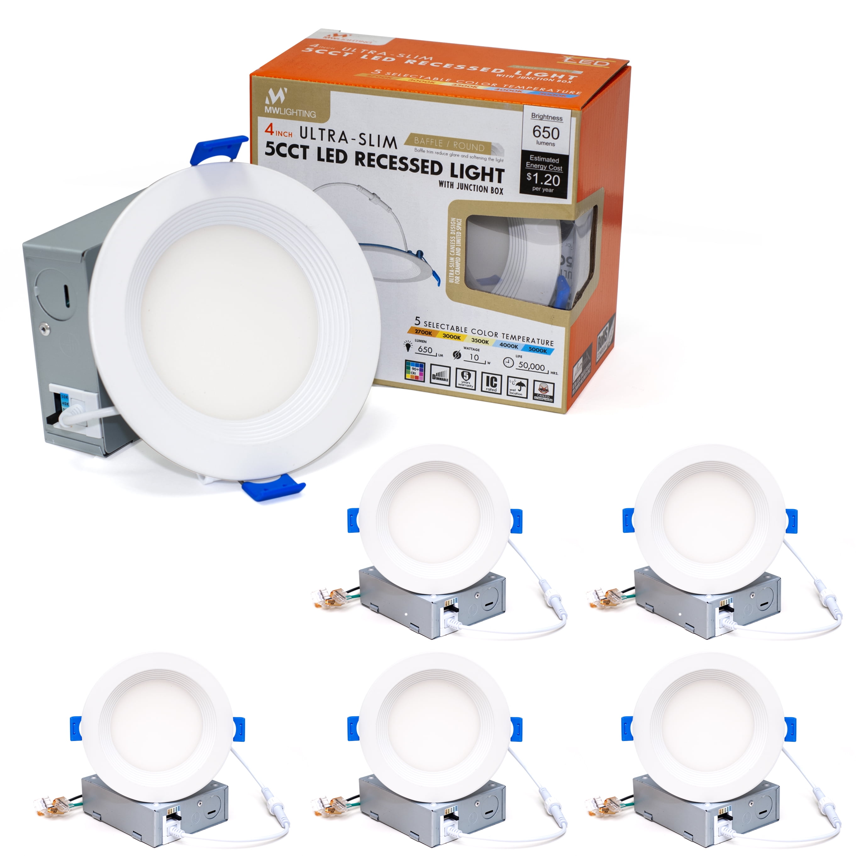 MW Lighting 4 Inch Canless 5CCT Color Temperature Selectable Ultra-Slim ...