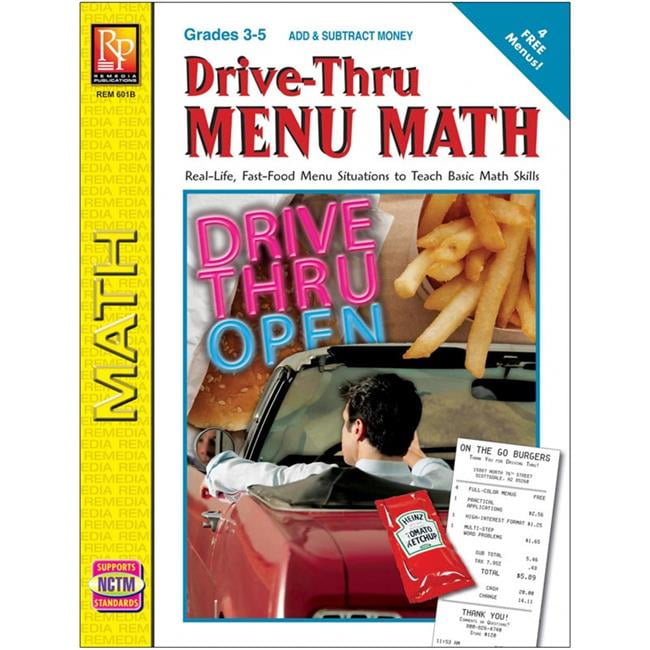 Remedia Publications REM601BBN 2 Each Drive Thru Menu Math Add ...