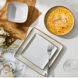 Onader Square Dinnerware Sets for 4, 12-Piece Plates and Bowls Sets ...