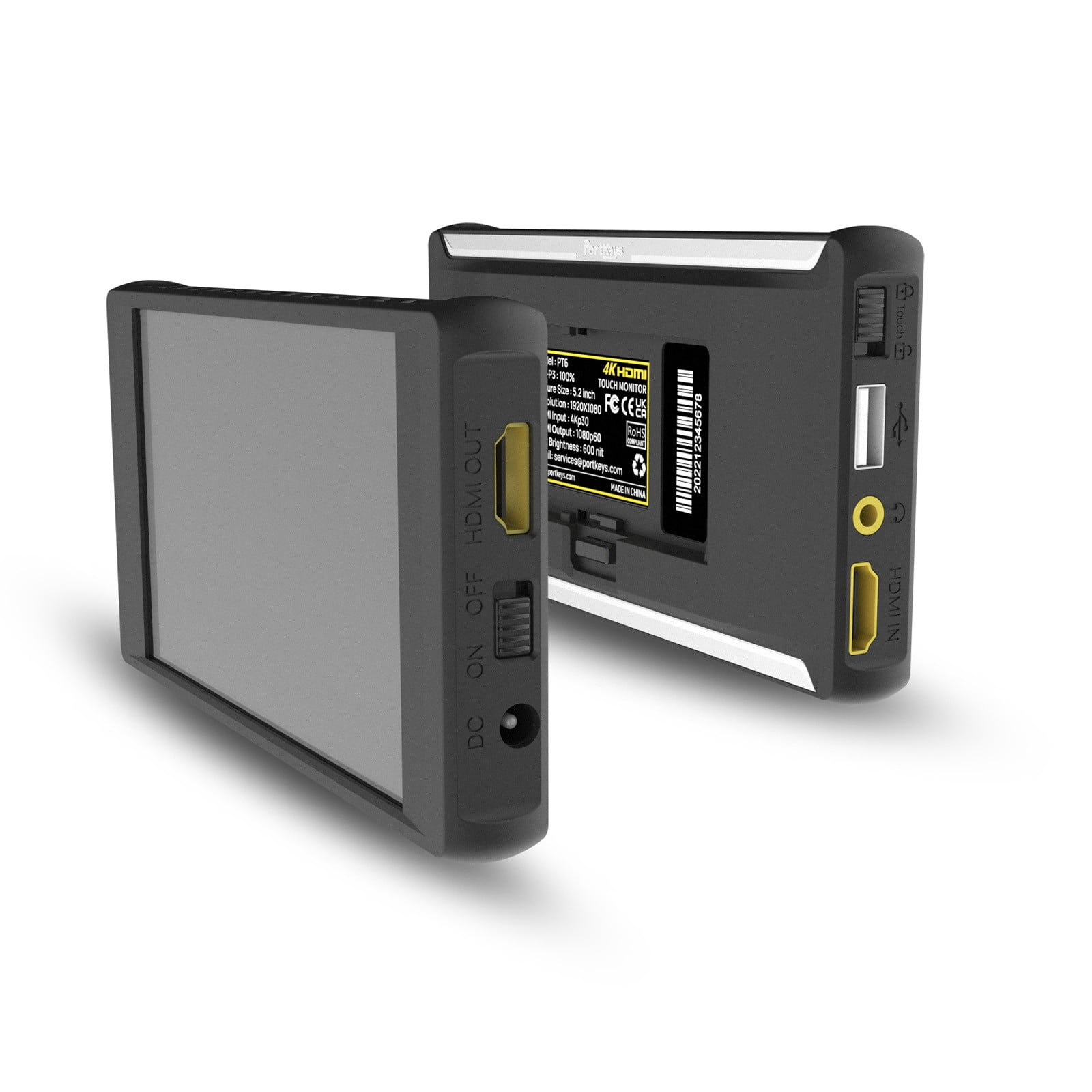 Portkeys PT6 DCI-P3 IPS Touchscreen 5.2'' On-Camera Field Monitor with ...