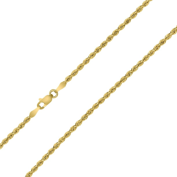 10K Yellow Gold 2MM Sparkle Rope Chain With Lobster Clasp - 20 Inch ...