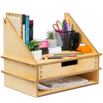Wooden Desk Organizer - Home Office Supplies Storage for Books, Files ...