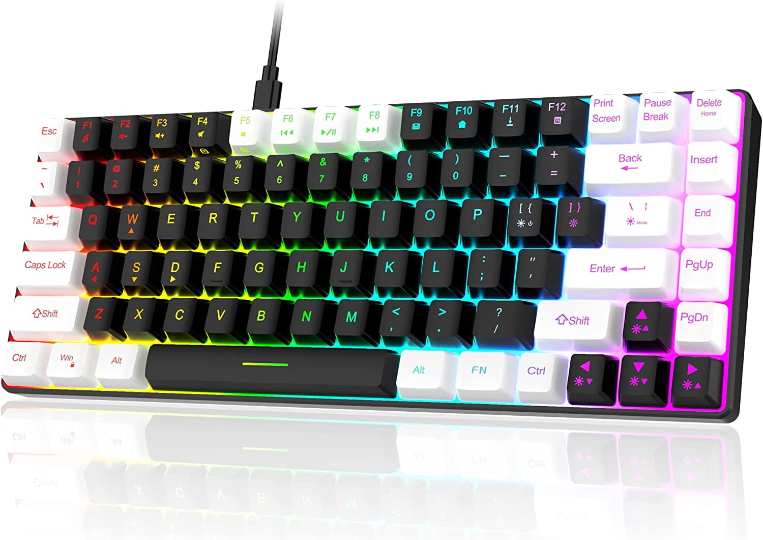 7KEYS TKL Mini Keyboard, With Wired USB-C Detachable Cable, RGB ...