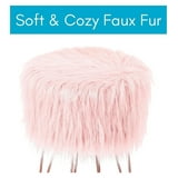 TiaGOC Faux Fur Vanity Stool Chair - Soft Furry Compact Padded Seat ...
