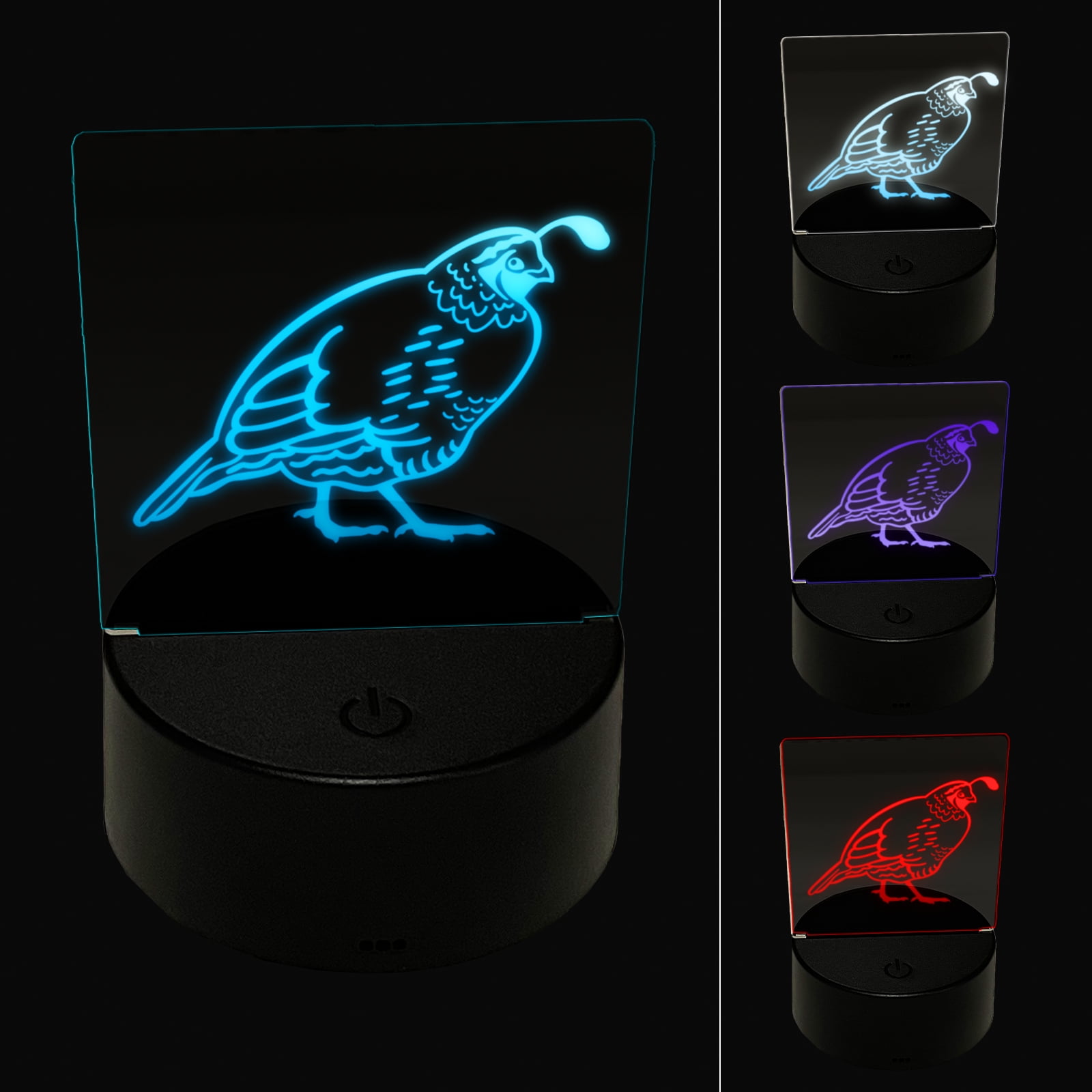 Plump California Quail LED Night Light Sign 3D Illusion Desk Nightstand ...