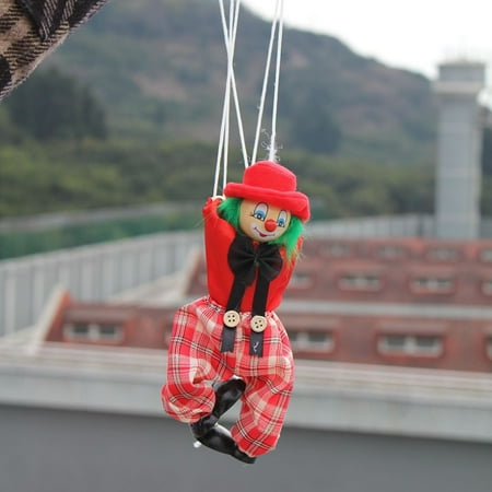 Funny Colorful Pull String Puppet Vintage Clown Wooden Marionette ...