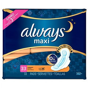 Always Infinity Size 4 Overnight Pads with Wings, Unscented, 14 Count ...