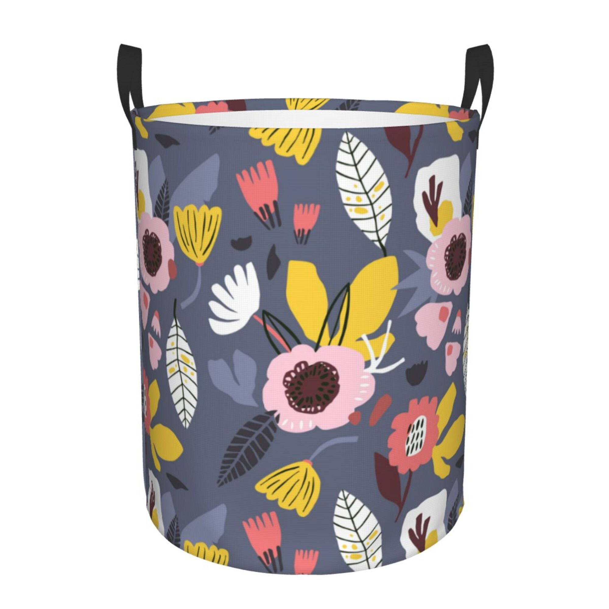 DouZhe Waterproof Collapsible Large Laundry Baskets, Blue Floral ...