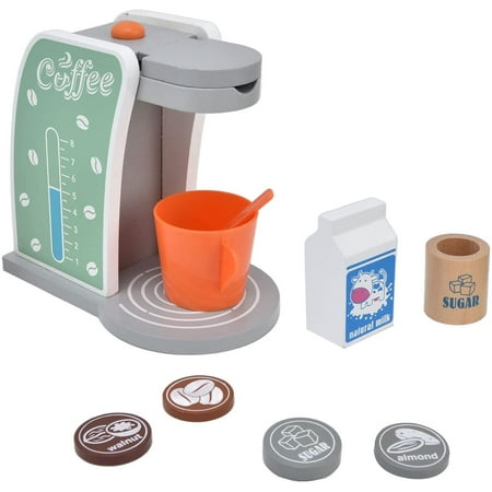 Mini Coffee Maker Toy Wooden Silmulation Pretend Coffee Machine Play ...