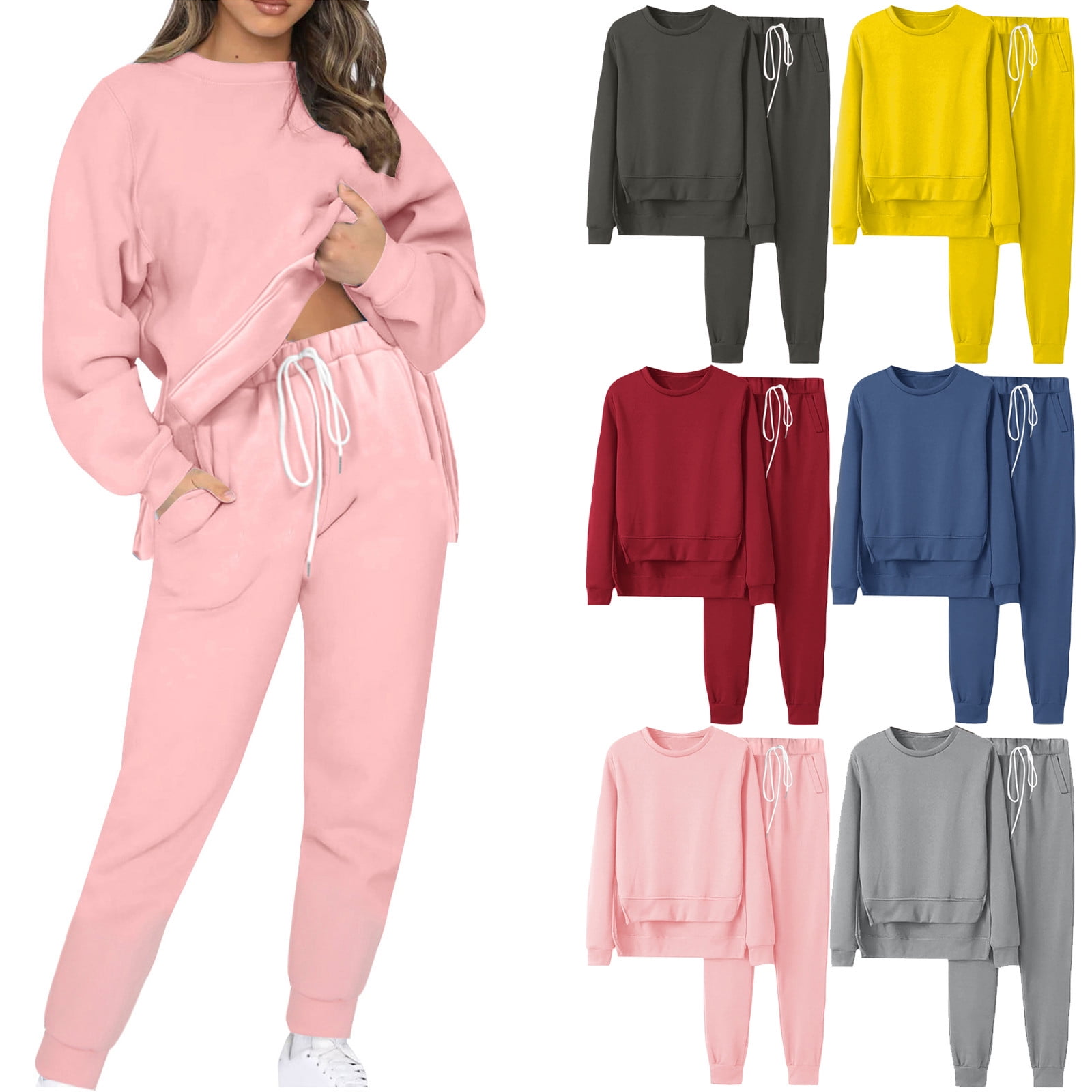 Click here for Juranmo Sweatsuit For Women 2 Piece Sets Solid Col... prices
