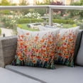 2 Pack Outdoor Waterproof Throw Pillow Covers,Country Orange Poppy ...