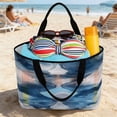 Blue White Wave Abstract Mesh Beach Bag for Women Men, Large Beach Tote ...