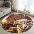 4ft Round Rug Farm Sheep Area Rugs for Living Room Bedroom Washable Non ...