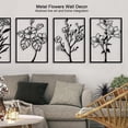 4 Pcs Large Black Metal Flower Wall Art, Abstract Line Art Wall Decor ...