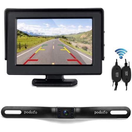 Podofo Backup Camera and Monitor Kit Wirele Waterproof License Plate ...