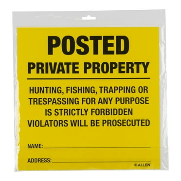 Hy-Ko Yellow 11 x 11 inch Plastic Posted Private Property Sign, Place ...