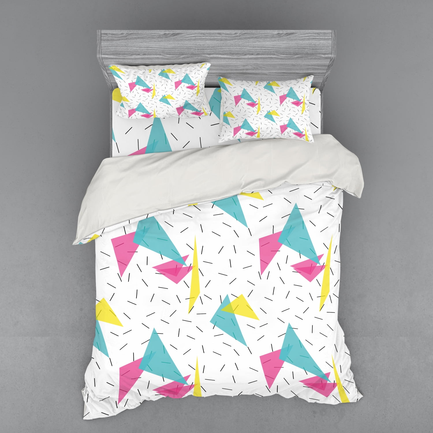 Abstract Duvet Cover Set, Memphis Style Modern Geometric Forms with ...