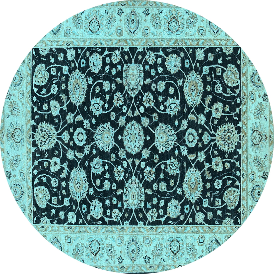 Ahgly Company Indoor Round Oriental Light Blue Traditional Area Rugs, 8 ...