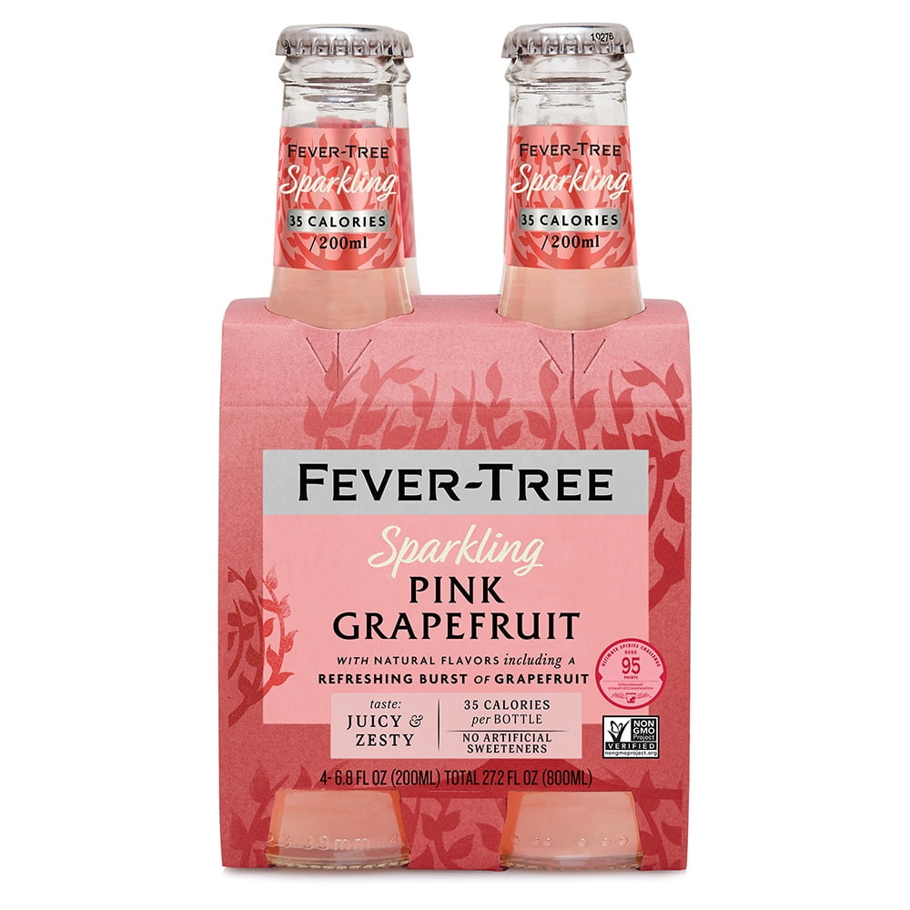 Fever-Tree Sparkling Pink Grapefruit Cocktail Mixers, 6.8 Fl Oz, 4 ...