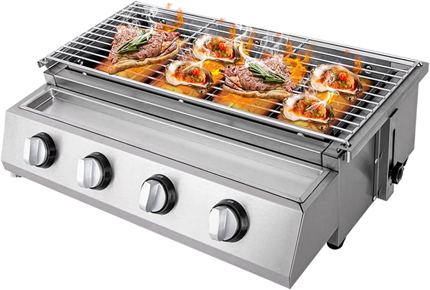 Miumaeov 4-Burner BBQ Grill Gas Stove Outdoor/Indoor Home Picnic ...